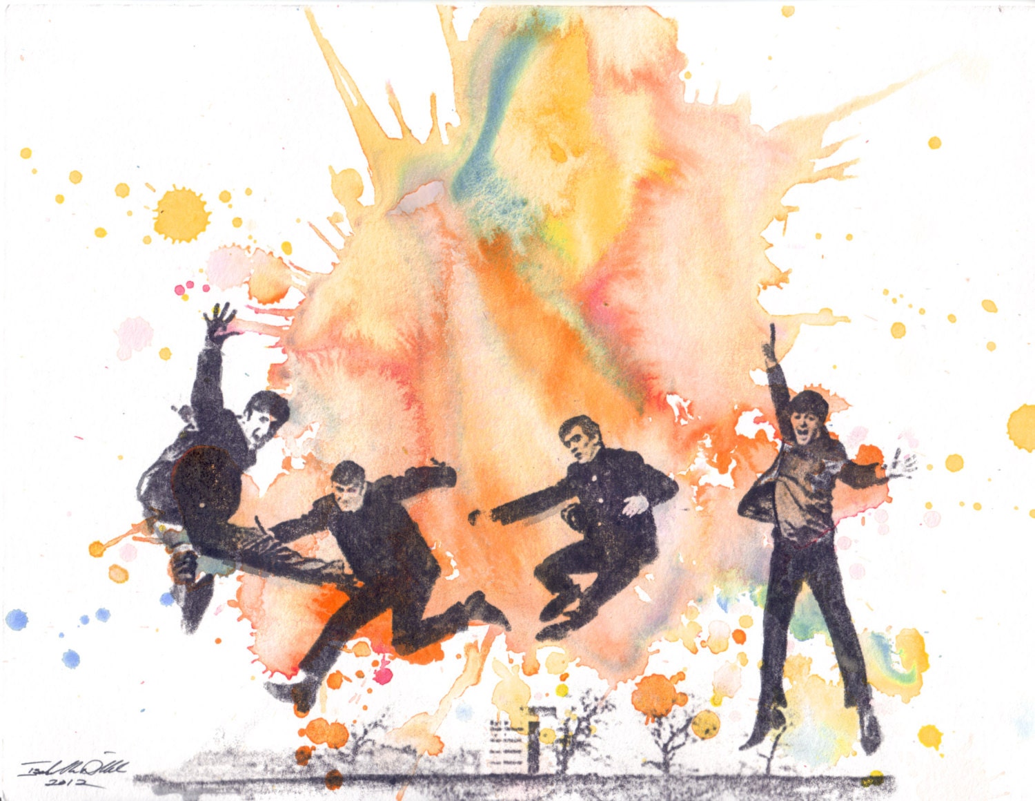 The Beatles Watercolor Painting Print Beatles Fine Art print