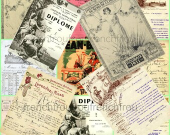 antique french botanical wallpaper illustration by FrenchFrouFrou