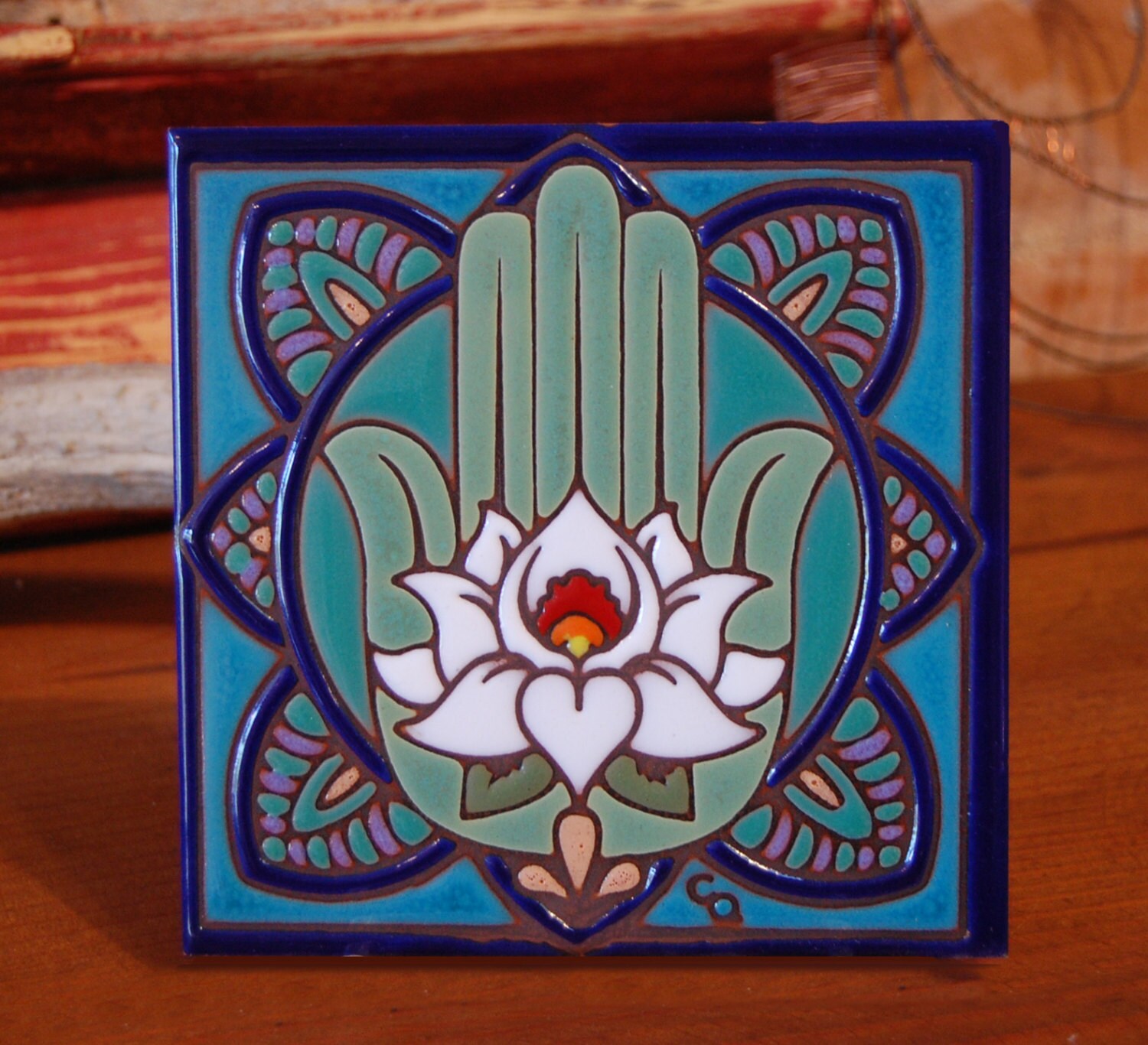 6x6 Hand Glazed Decorative Tile Coaster Trivet