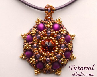 Tutorial Dahlia Pendant-Beading tutorial Pendant tutorial
