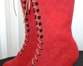 Victorian Boots Lace up boots Red suede leather Ankle boots ORDER your ...