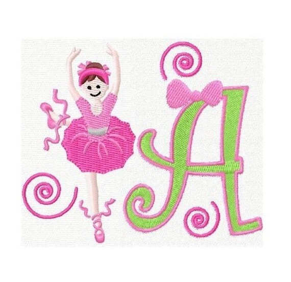 26 Ballet ballerina font letters machine embroidery designs