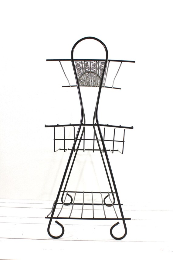 Mid Century Metal Wire Shelf Atomic Bookshelf Side by AtomicAttic