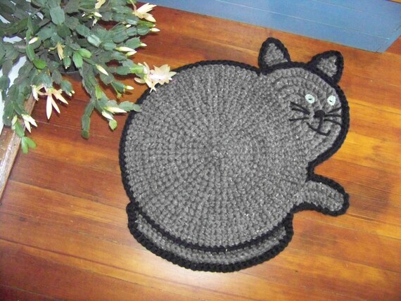 Hand Crocheted Cat Rug