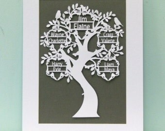 Family tree papercut | Etsy