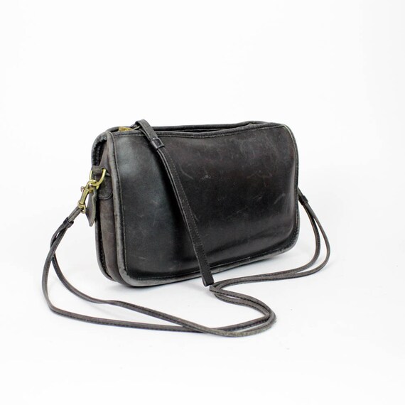 1970s Coach convertible clutch shoulder bag black leather
