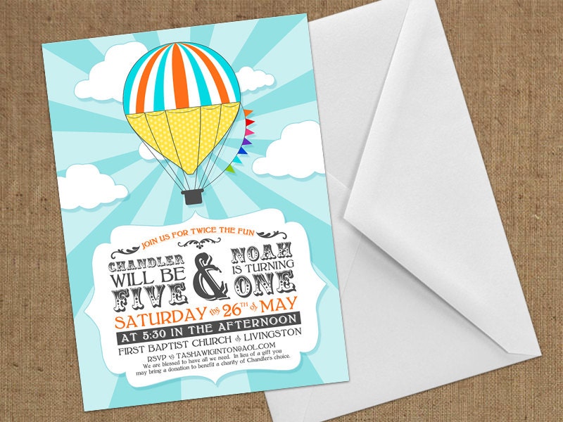 Invitations Hot Air Balloon / Carnival DIY by whimsicledesign