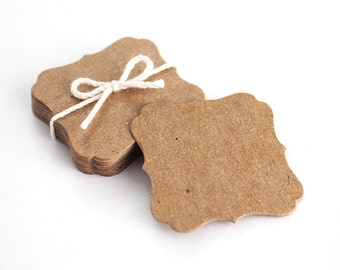 100 Perforated Hang Tags Small Bracket Kraft Price Tags