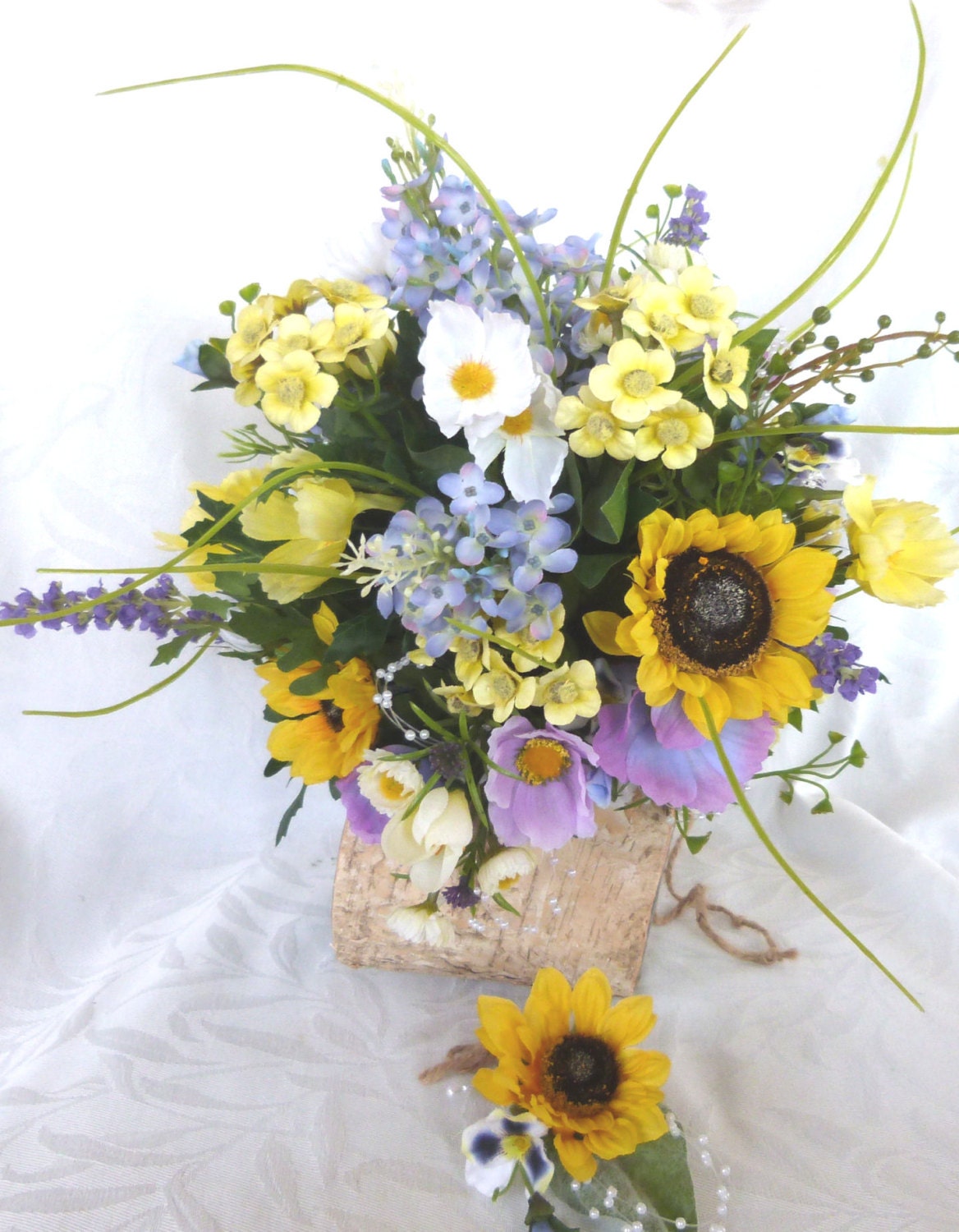 Ready To Ship Sunflower Bridal Bouquet Silk Flower Wedding