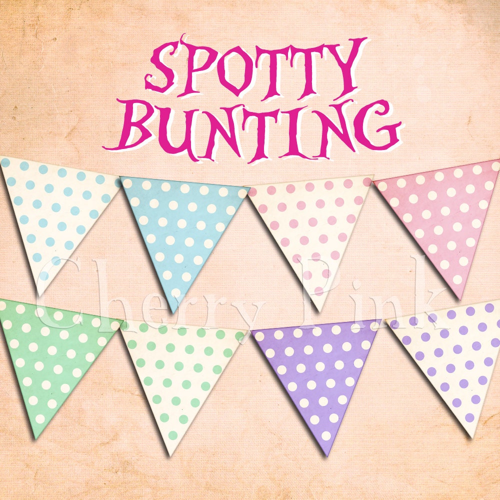 SPOTTY BUNTING PRINTABLE pink blue baby bunting banner