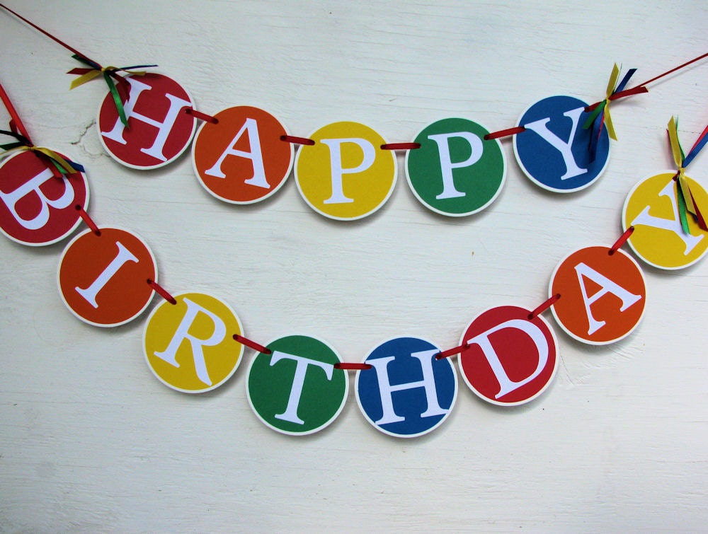 Brightly Colored Birthday Banner Rainbow Colors Birthday