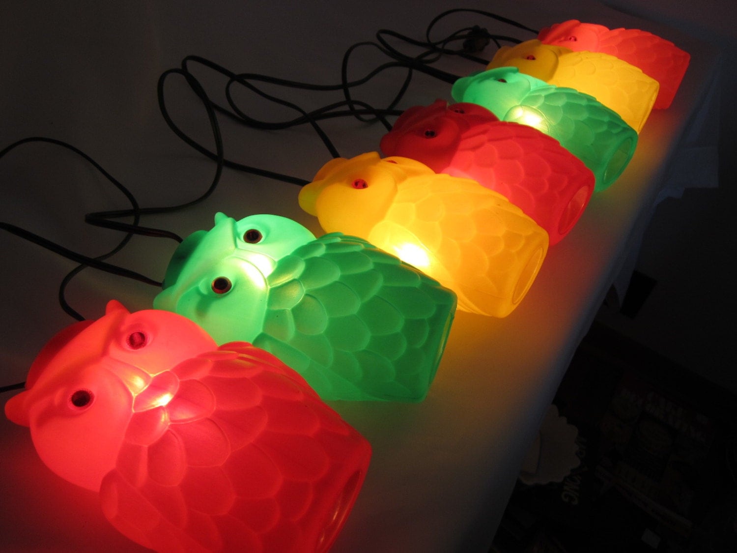 Original Blow Mold Owl Patio String Lights Vintage