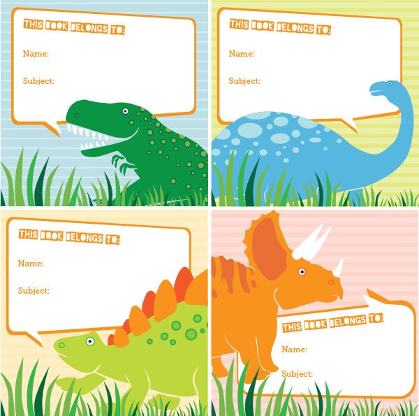Dino-Mite Book Label Printables Dinosaur School Labels