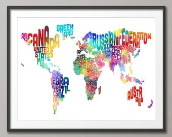 Writing Text Map of the World Map Art Print 362 by artPause
