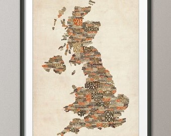 Great Britain UK Paint Splashes Map Art Print 683