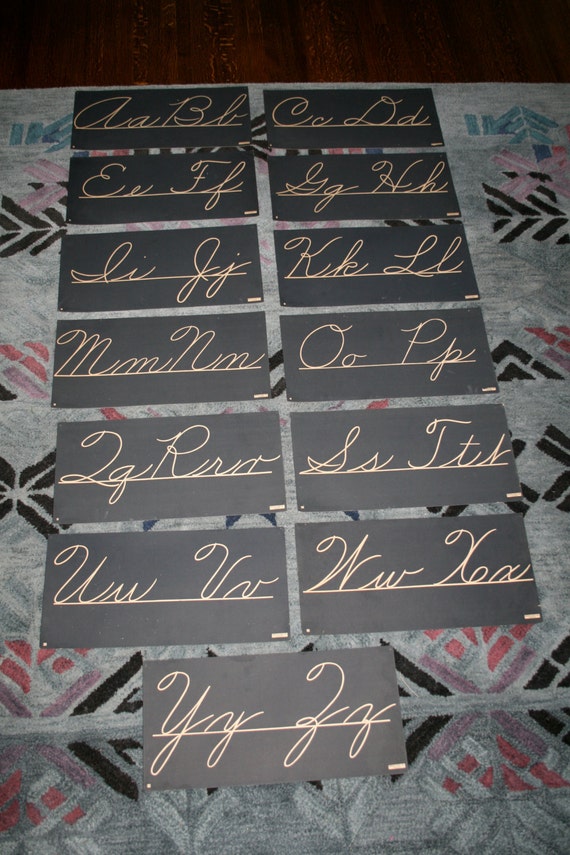 Vintage Schoolhouse Cursive Alphabet Wall Cards