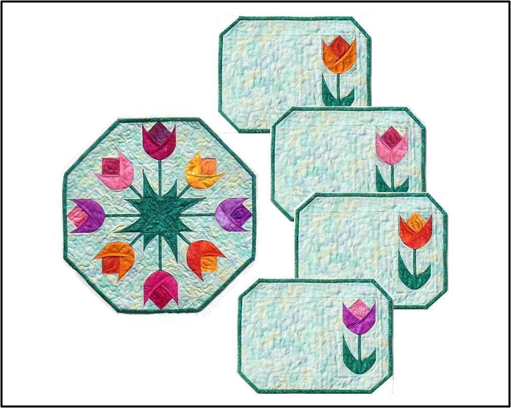 Spring Tulips Table Topper & Placemats PDF Quilt Pattern