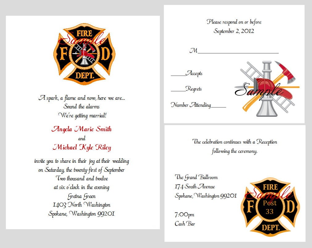 100 Personalized Custom Firemen Firefighter Wedding