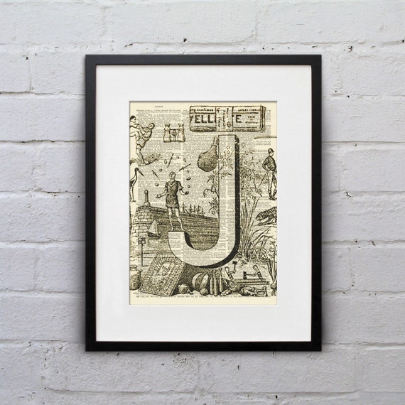 The Letter J Vintage French Alphabet Shabby Chic Dictionary
