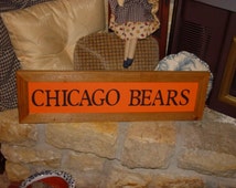 Large man cave custom lettered solid cedar wood framed Chicago Bears ...