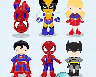 Superhero 3 Digital Clipart Cute Superhero Digital clip art For ...