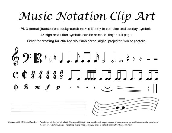 Music Notation Clip Art 48 Common Symbols