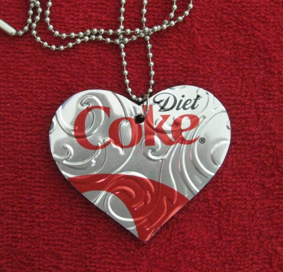 Diet Coke Heart Necklace Handmade from Recycled Aluminum Cans