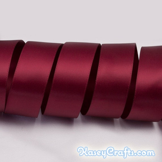 Burgundy Red Ribbon Double Faced Satin Ribbon Widths