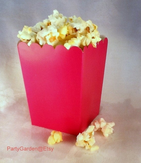 12 Mini Hot Pink popcorn boxes treats favors