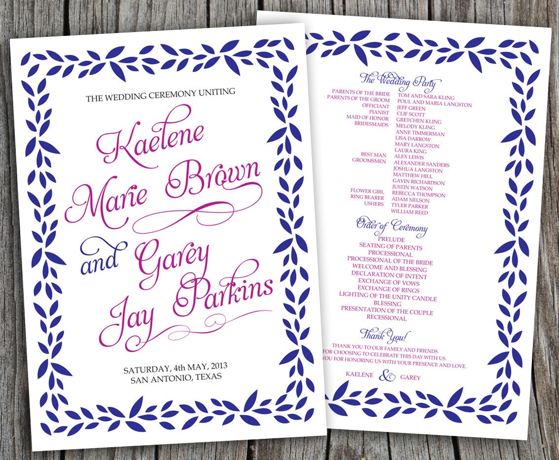 Charm Kaelene Printable Wedding Program – DIY Program option ...
