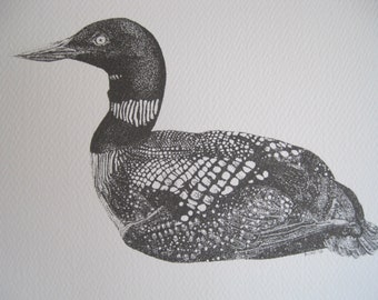 Common loon drawing | Etsy