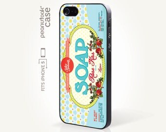Vintage soap label iPhone case black plastic case for iPhone 5 with ...
