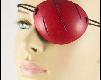 Skull and swords pirate eye patch Jolly Roger handmade leather