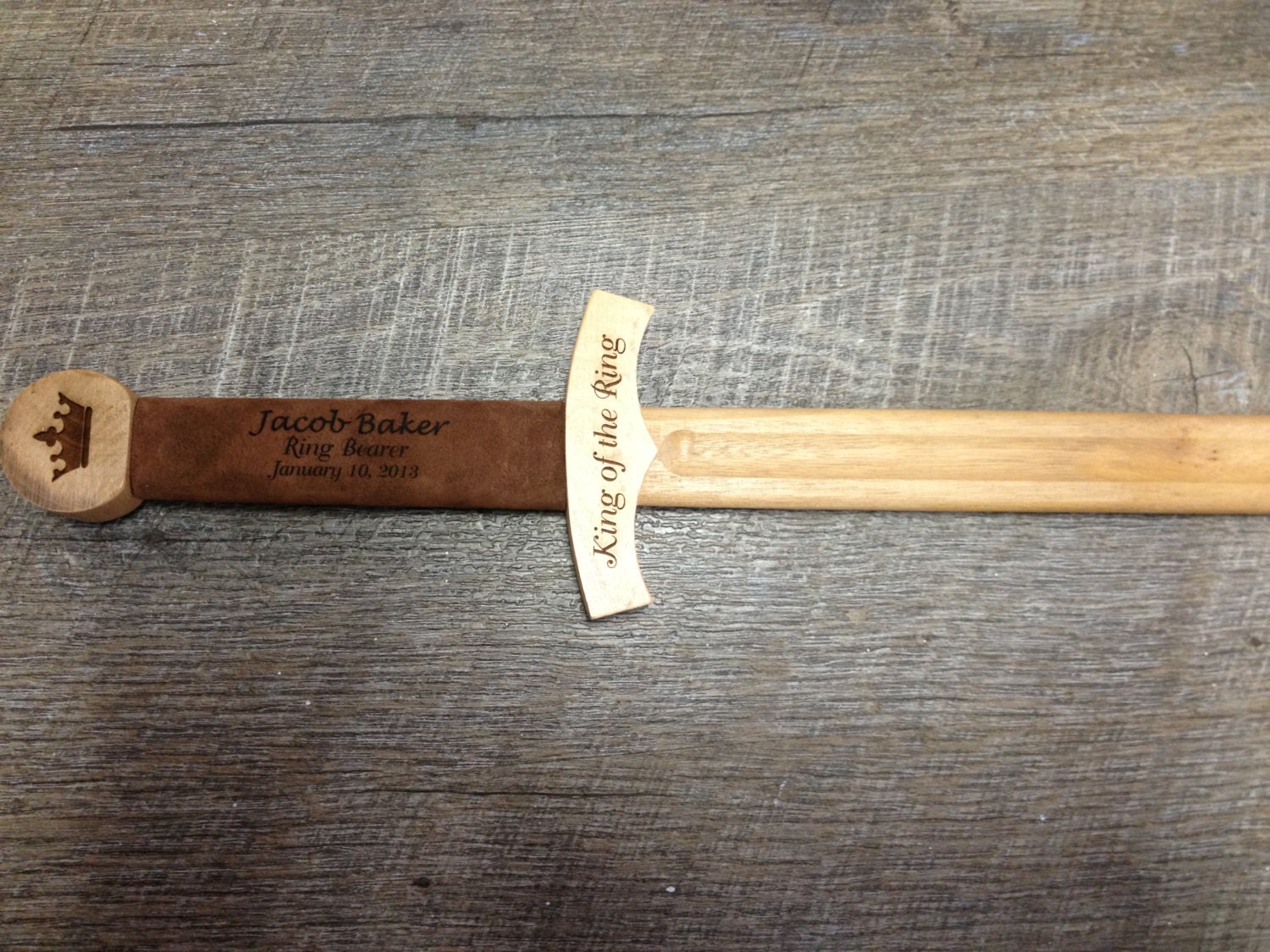 Ring Bearer Gift -Custom Wooden Sword – play sword – leather handle ...