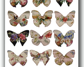 Blue and White Butterflies Decoupage Butterfly by memoriesemporium