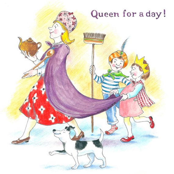 Items similar to QUEEN FOR A DAY Greeting Card. Perfect for Mother's ...