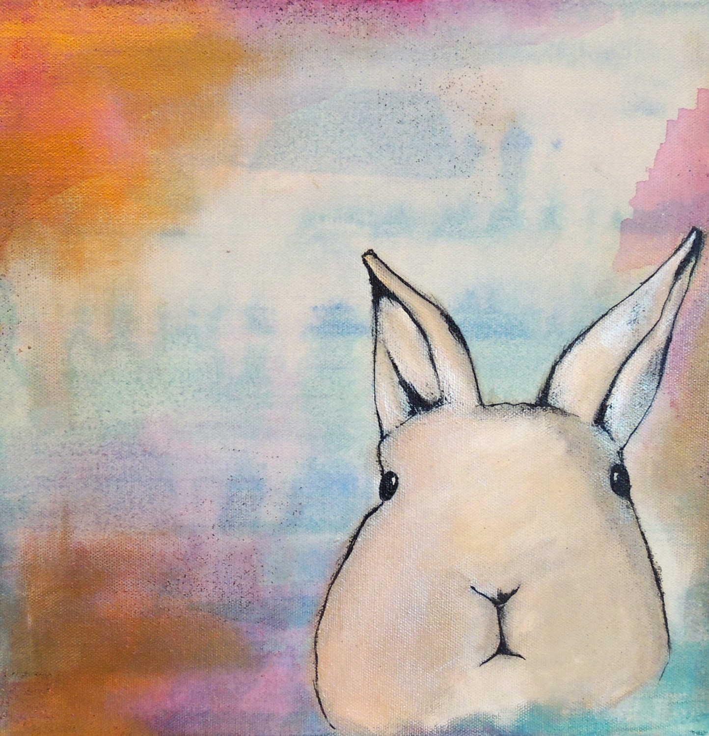 ORIGINAL Acrylic Rabbit Painting 12x12 Gold