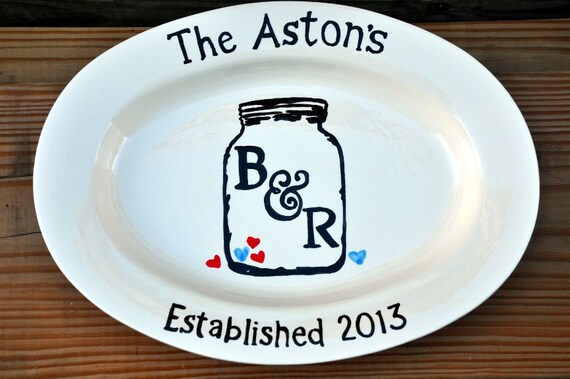 Monogrammed personalized ceramic serving platter elegant great