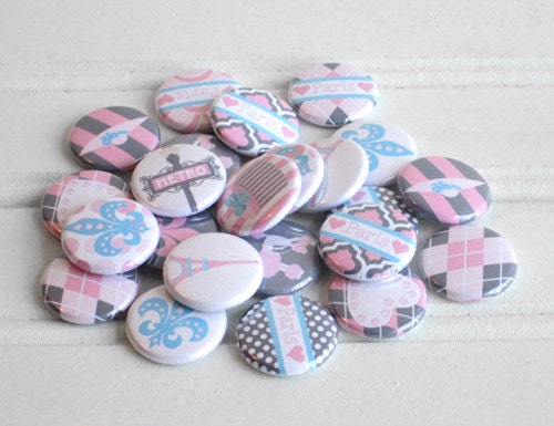 15 Pink Paris Buttons | Picture Blog About Pinback Buttons