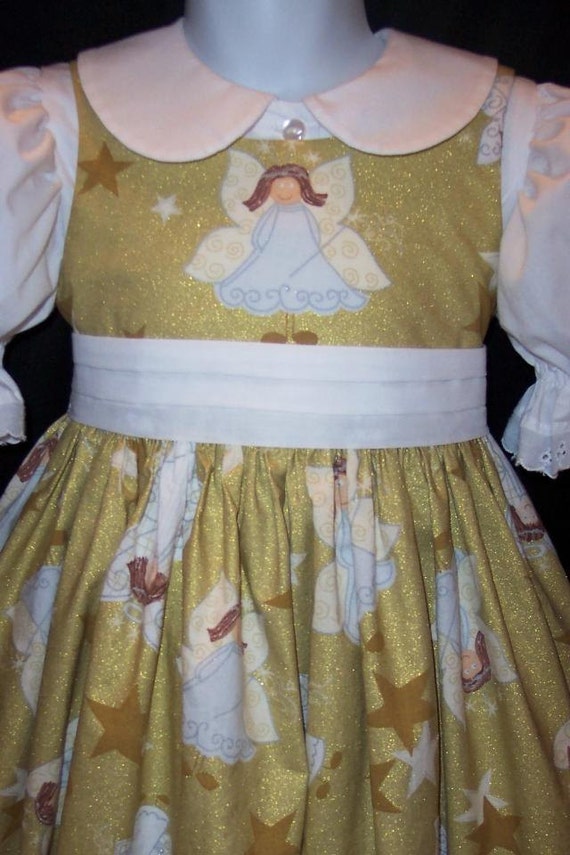 STUNNING Sparkly GOLDEN Angels Allover CHRISTMAS Dress by mom2rtk