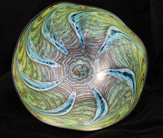 Nautilus Seashell Hand Blown Glass Wall Platter Home