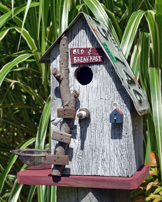 Rustic Birdhouse License Plate Recycled birdhouse