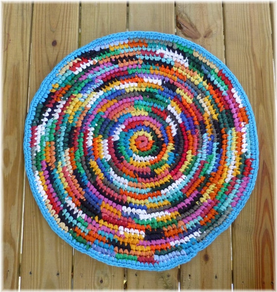 Rag Rug Round Multi Color Recycled Eco Friendly