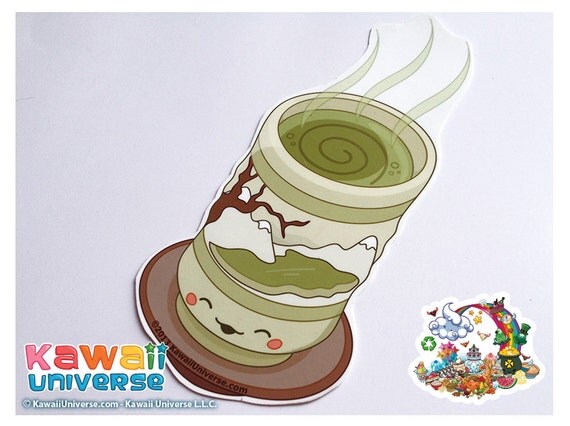 Items similar to Kawaii Green Tea - XL Large Vinyl Sticker on Etsy