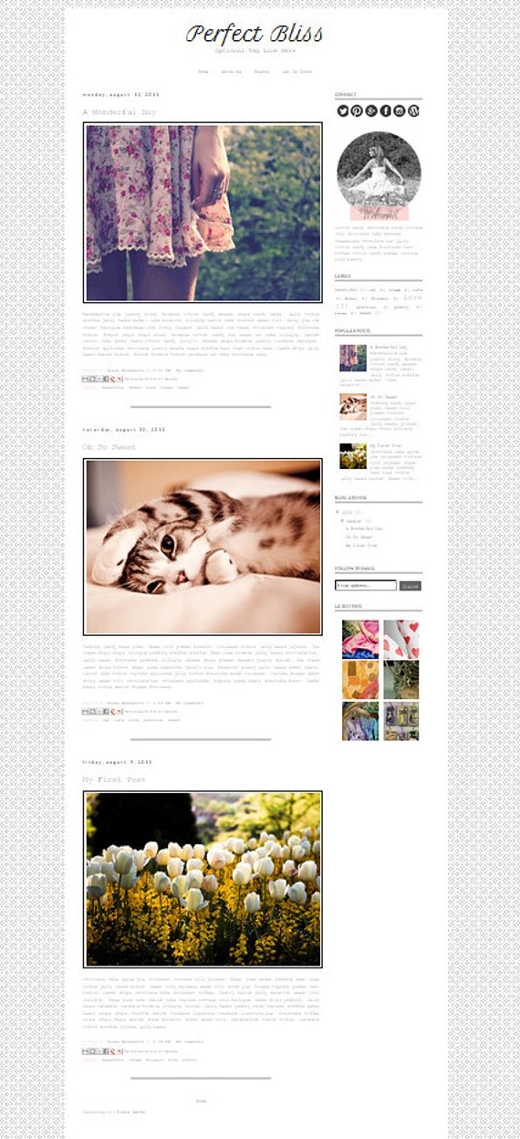 Premade Blogger Template PERFECT BLISS Mobile by LisasMenagerie