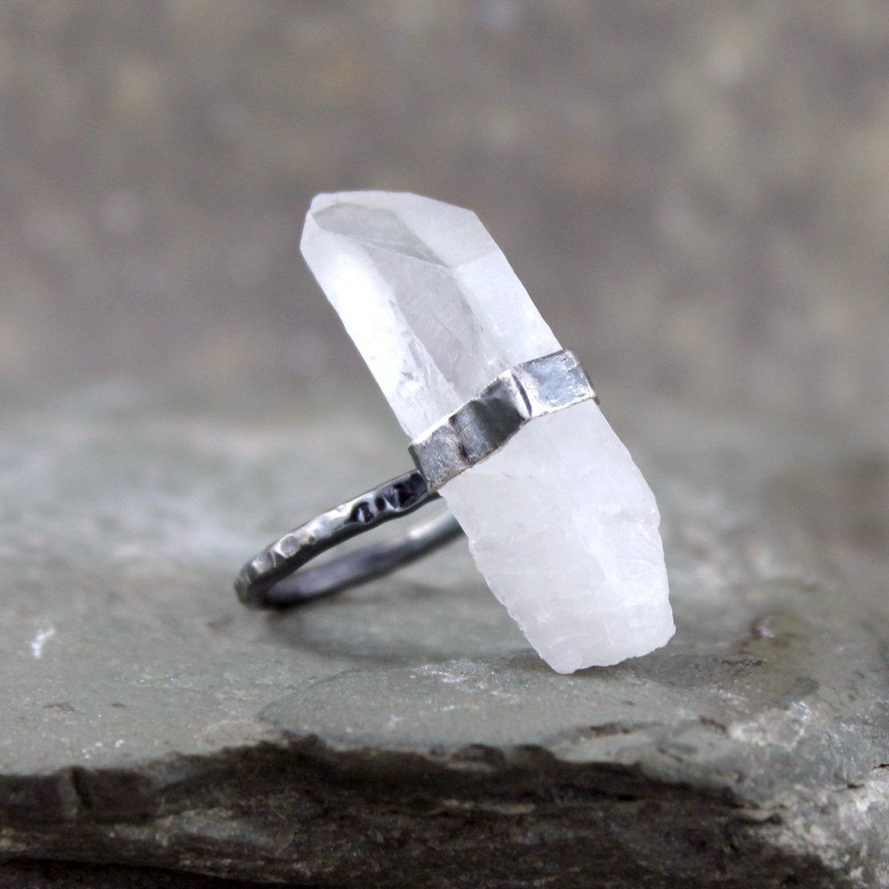 Quartz Crystal Ring Raw Crystal Rings Rough by ASecondTime