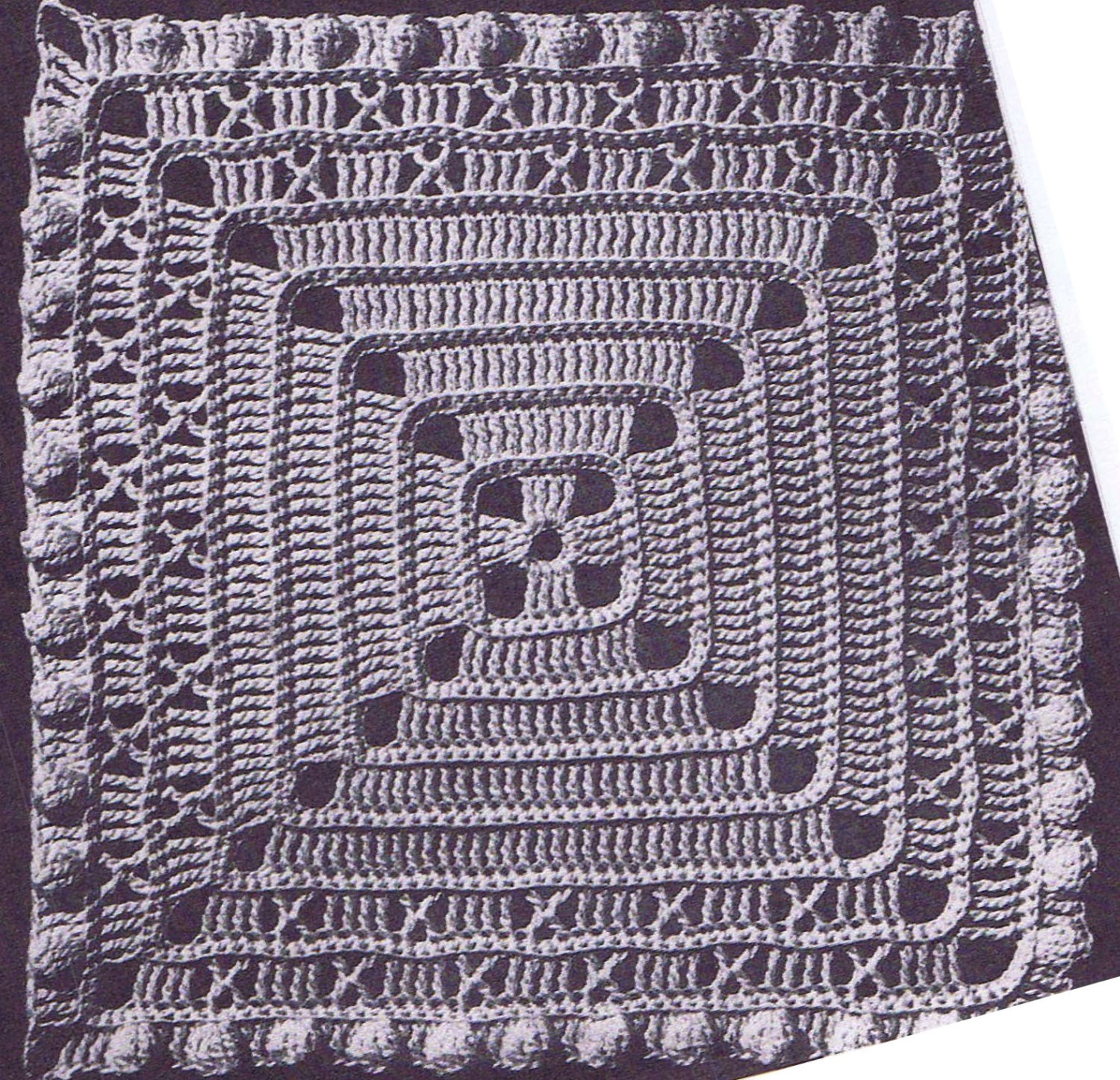 Vintage Crochet PATTERN for Bedspread 6026 Square motif 7 1/4