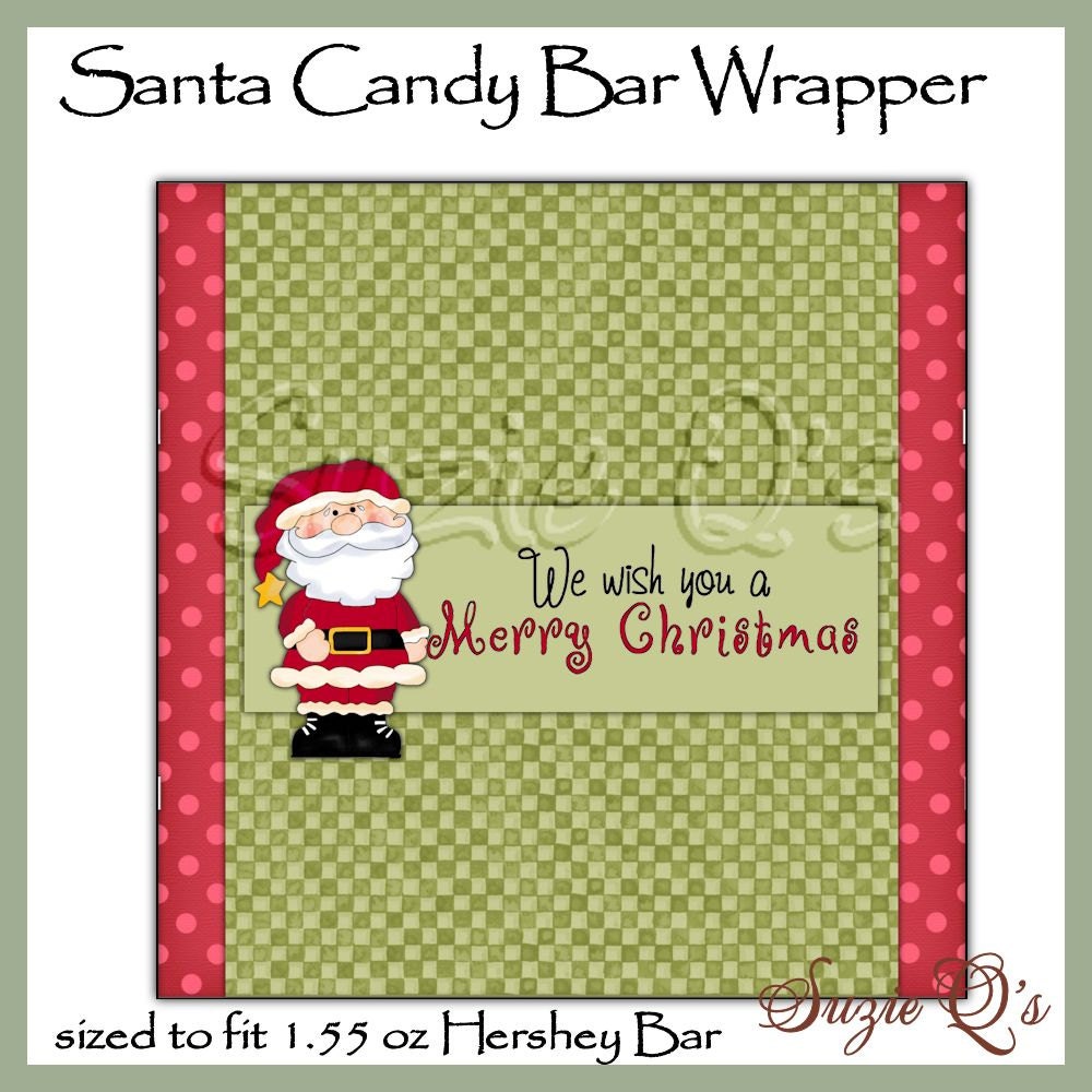 Jolly Santa Candy Bar Wrapper Digital Printable by SuzieQsCrafts