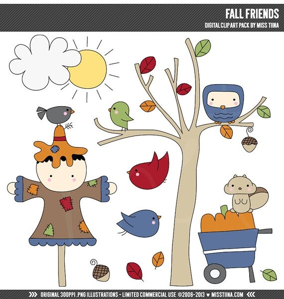 Fall Friends Digital Clipart Clip Art Illustrations instant