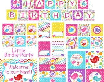 Items similar to DIY Birdie Party Printable, Water Bottle, Milk Bottle ...